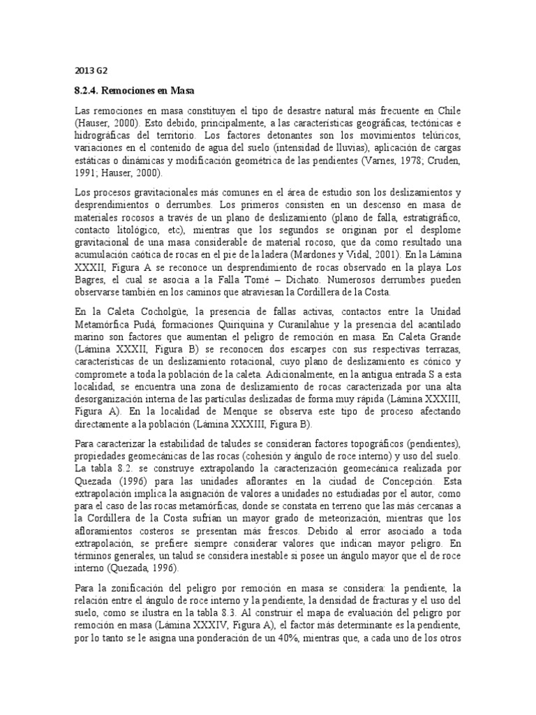 Informe Remociones en Masa | PDF | Roca (geología) | Suelo