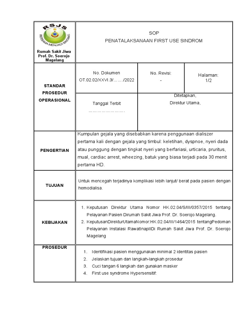 Sop First Use Syndrom | PDF