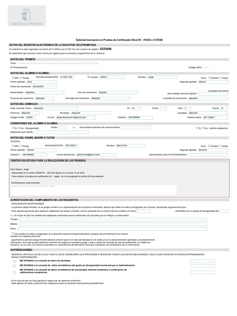 Pruebas de Certificación Nivel Intermedio B1 para Alumnado de 4º ESO y ...