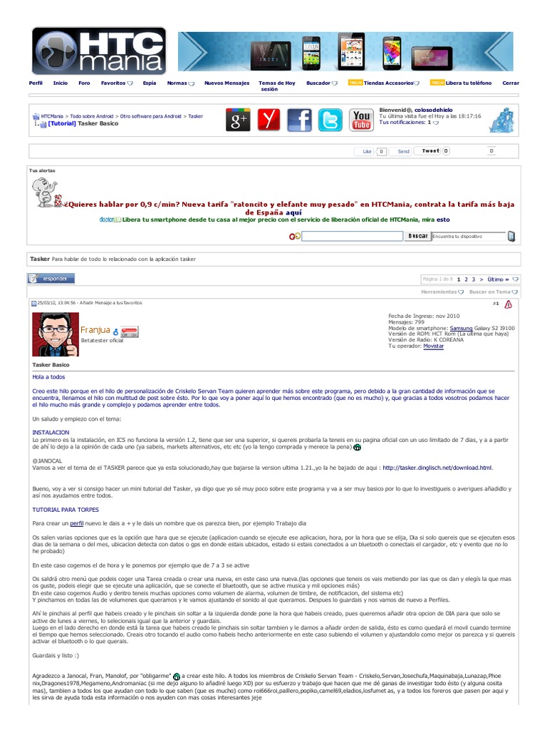 Tutorial Tasker Basico - HTCMania | PDF | Smartphone | Teléfonos móviles