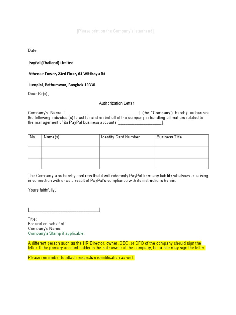 Letter of Authorization | PDF