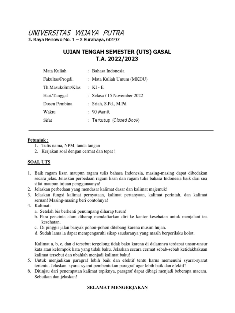 Uts Bindo Ki-E | PDF