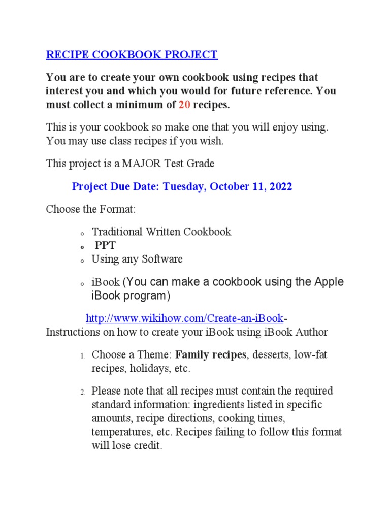 Recipe Cookbook Project | PDF | Recipe | Cookbooks