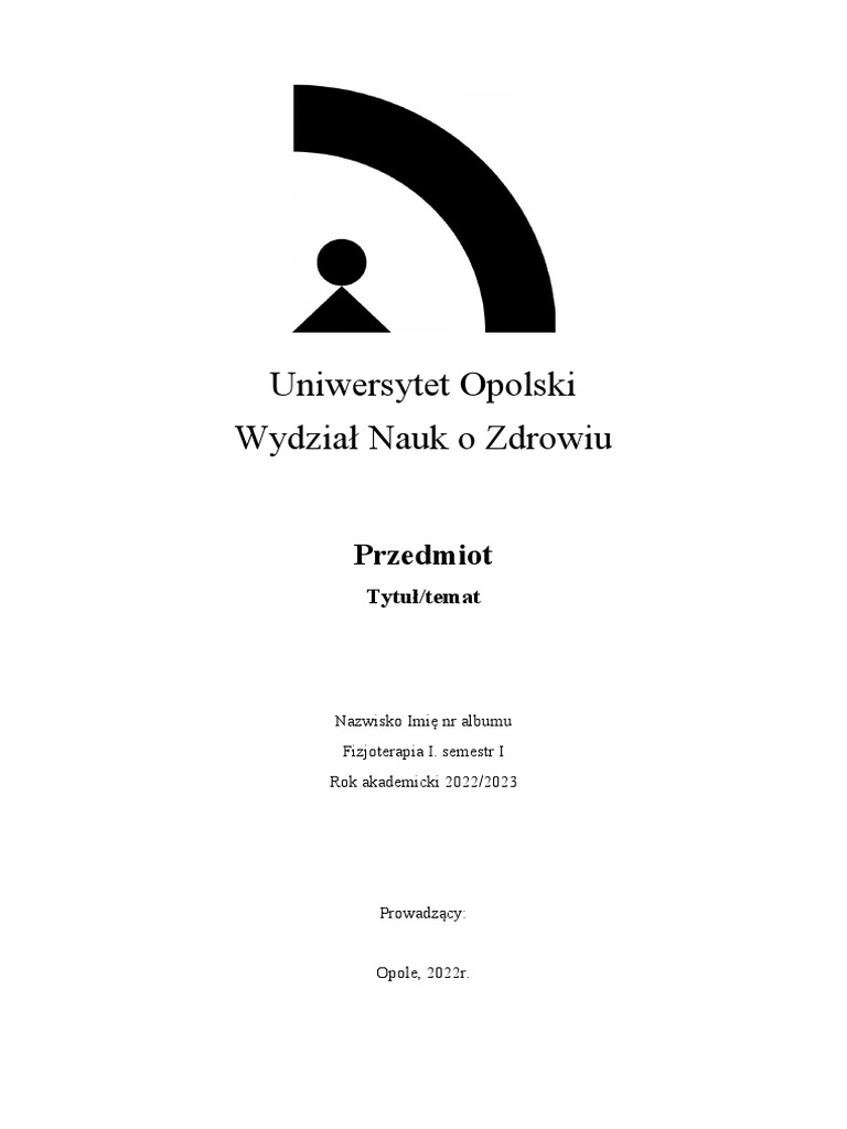 Strona Tytułowa Wzór | PDF