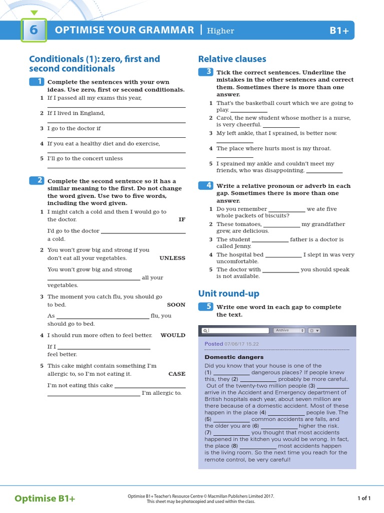 OPT B1plus U06 Grammar Higher | PDF | Language Mechanics | Grammar