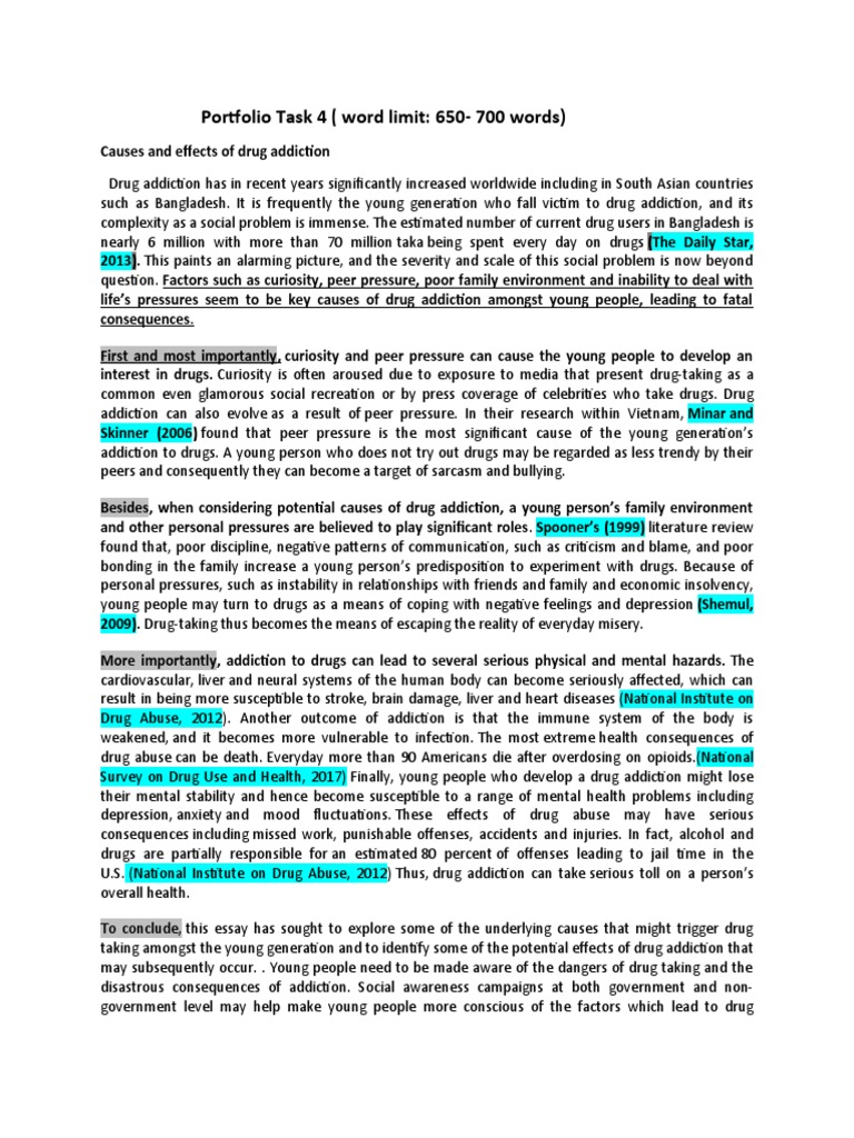 Sample Essay - Causes and Effects of Drug Addiction | PDF | Substance ...