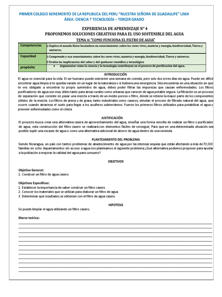 Exp7 Tema 4 Trabajo 3ro. | PDF | Agua | Agua potable