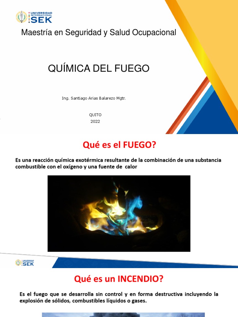 Presentacion 3 Quimica Del Fuego Msso-2022 Octubre | PDF | Incendios | Combustibles