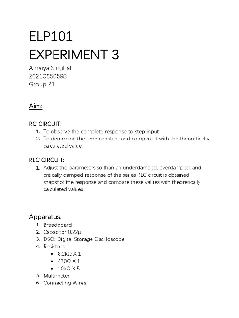 Exp3 2021 | PDF | Electrical Network | Capacitor