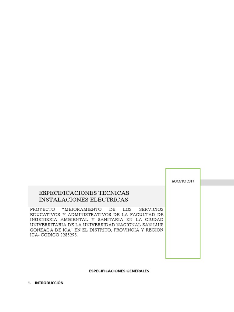 Especificaciones Tecnicas Inst - Electricas | PDF | Cobre | Diodo emisor de luz
