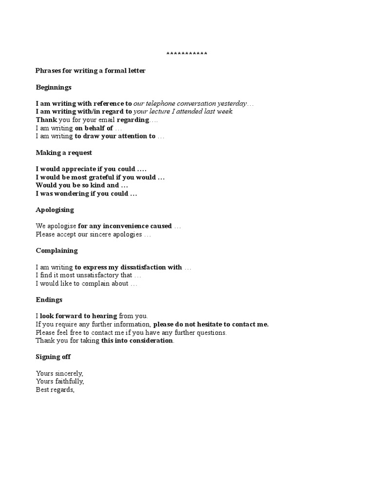 A Formal Letter | PDF