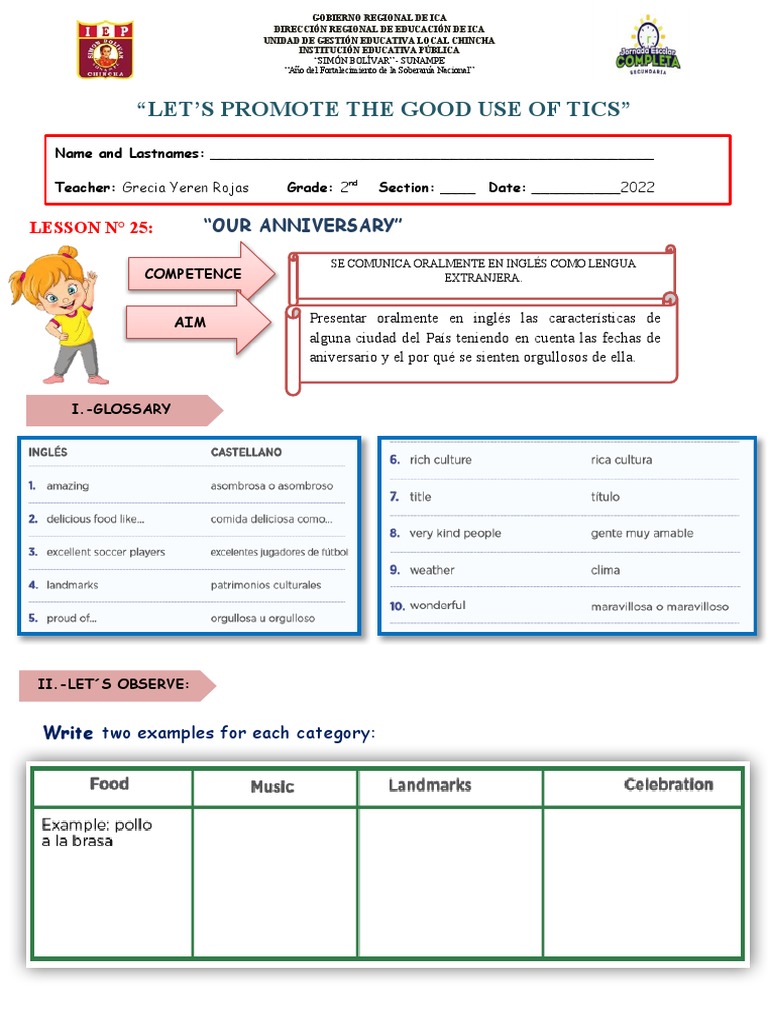 WORKSHEET - SESIÓN #25 - 2nd | PDF