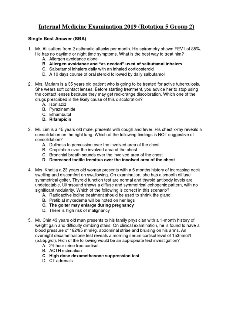 (IM) End-Posting Examination Questions (G2) | PDF | Heart | Clinical ...
