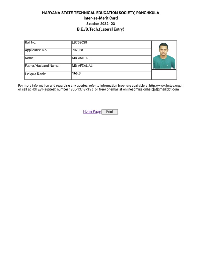 Inter-Se Merit - Unique Rank Card | PDF