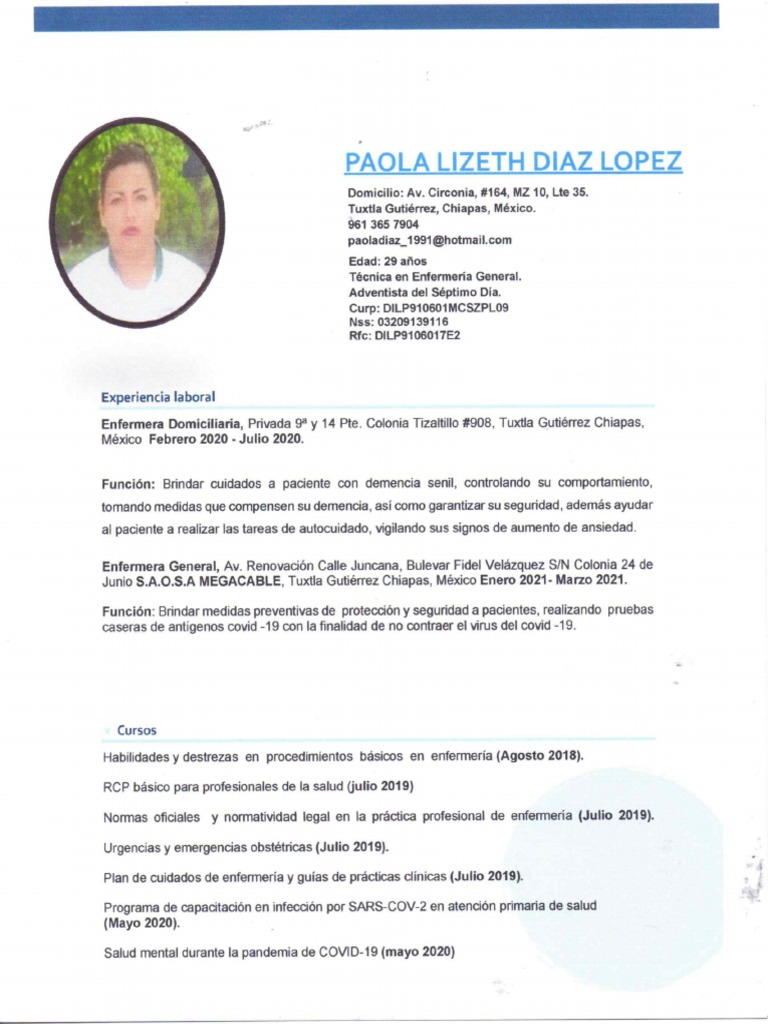 Curriculum Vitae Paola Diaz Lopez | PDF