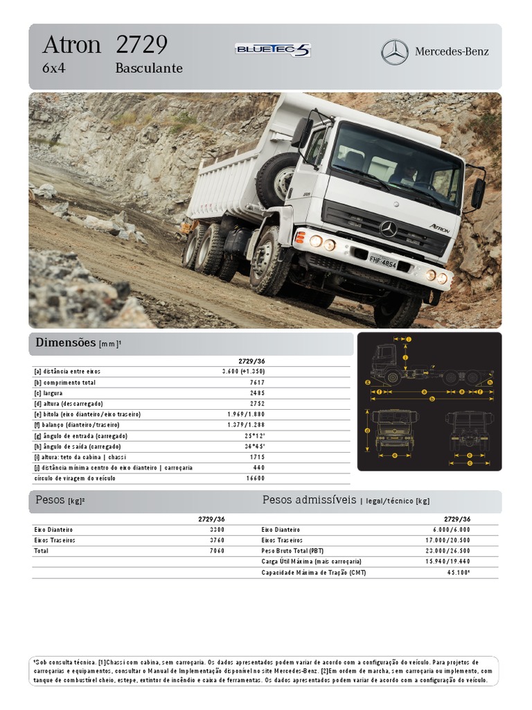 Atron 2729 6x4: Especificações Técnicas | PDF | Carro | Transporte