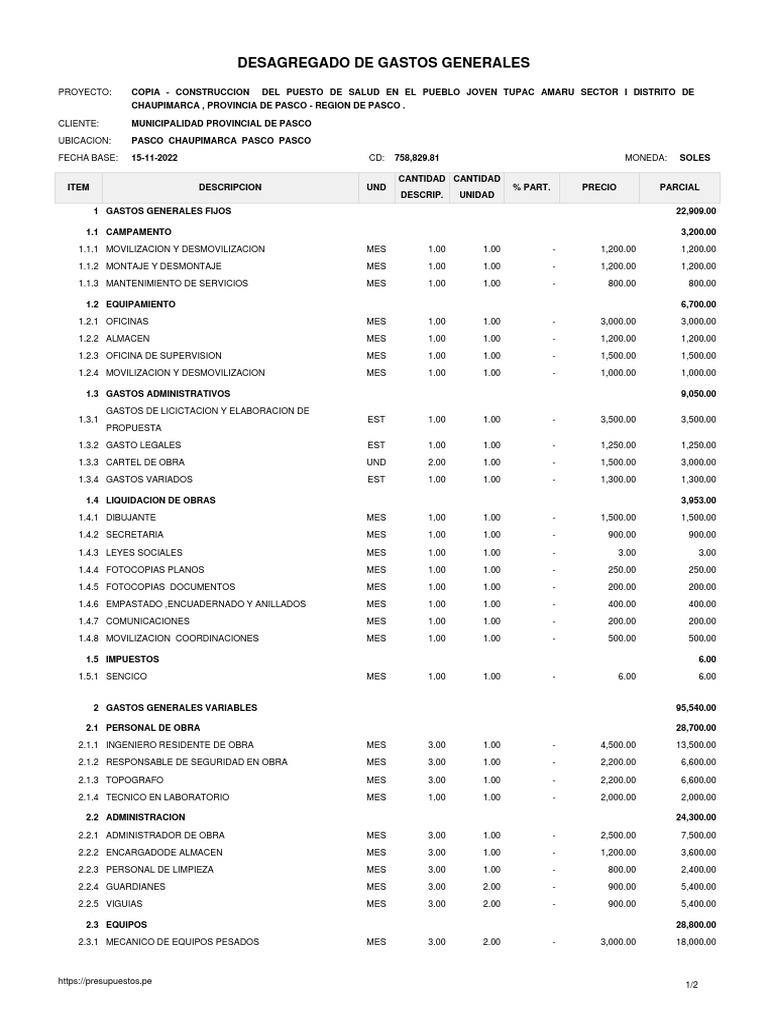 Gastos Generales | PDF Gastos Generales | PDF
