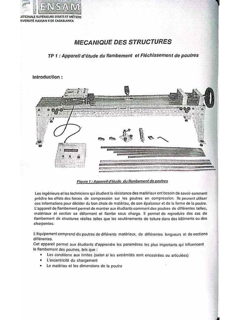 MDS TP Appareil D'étude Du Flambement Et Fléchissement de Poutre | PDF