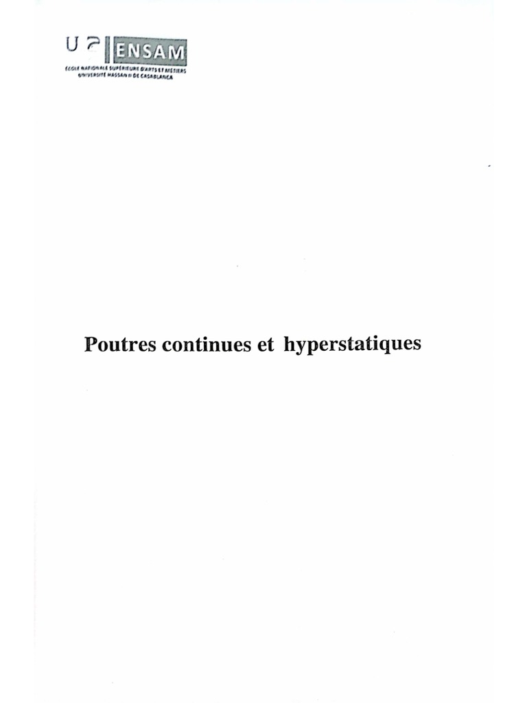 TP MDS Poutres Continues Et Hyperstatique | PDF