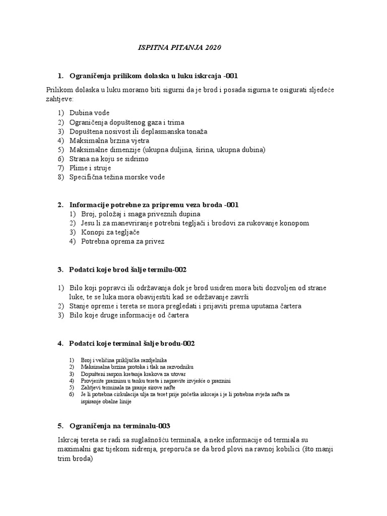 RUKOVANJE TERETOM II Ispitna Pitanja | PDF