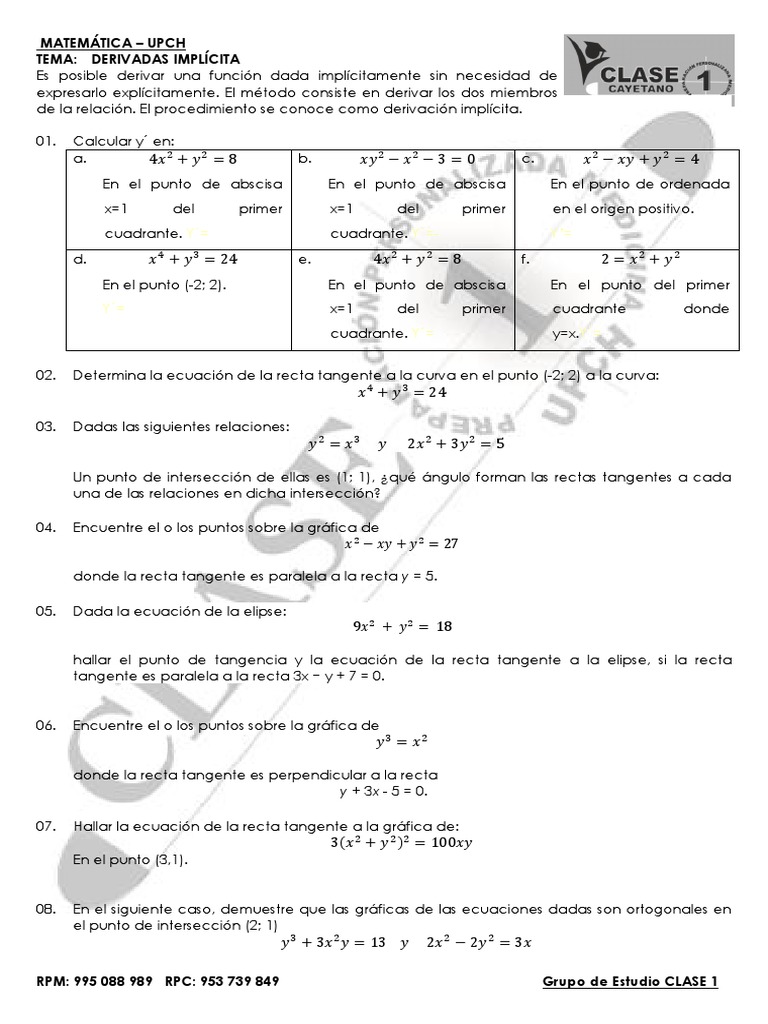 Ecuación Implícita de la Recta | PDF | Tangente | Línea (geometría)