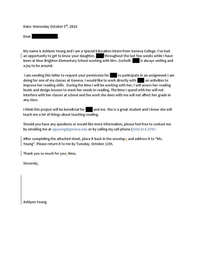 Parent Permission Letter | PDF