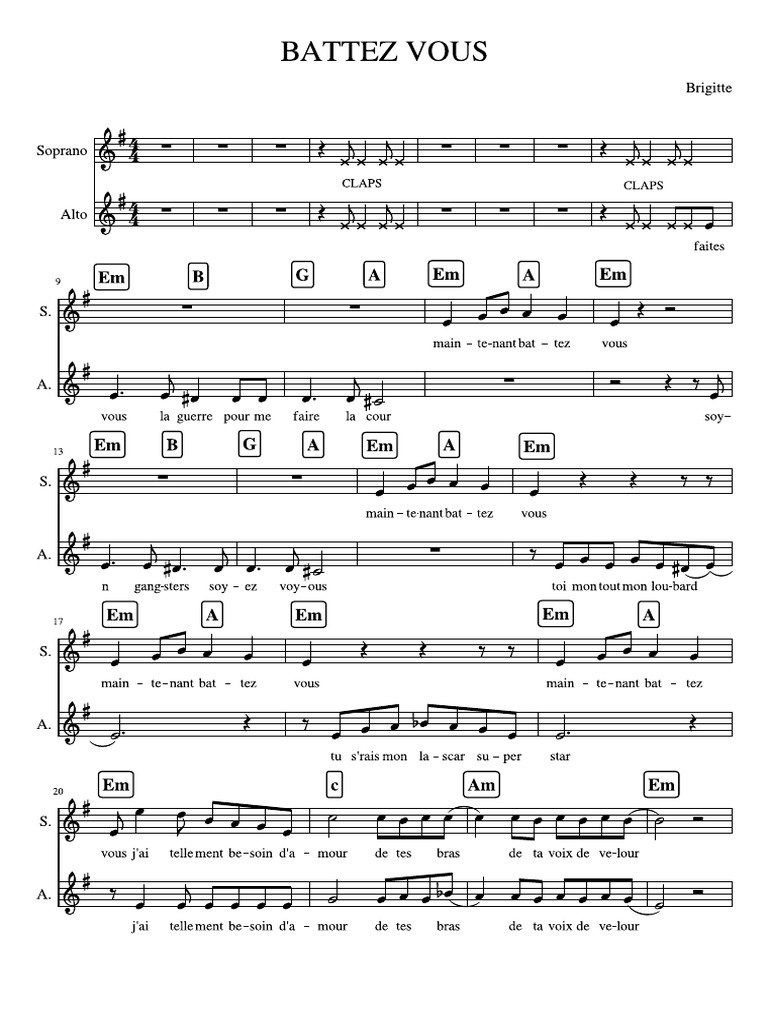 Battez Vous Partition Corrigee | PDF