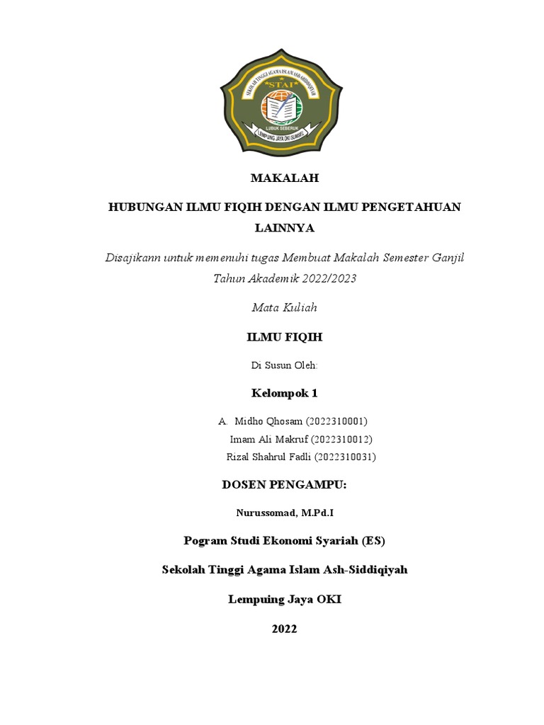Makalah Hubungan Ilmu Fiqih Dengan Ilmu Lainnya | PDF Makalah Hubungan Ilmu Fiqih Dengan Ilmu Lainnya | PDF