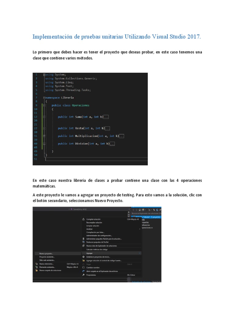 Pruebas Unitarias Con Visual Studio | PDF | Compilador | Lenguaje de programación