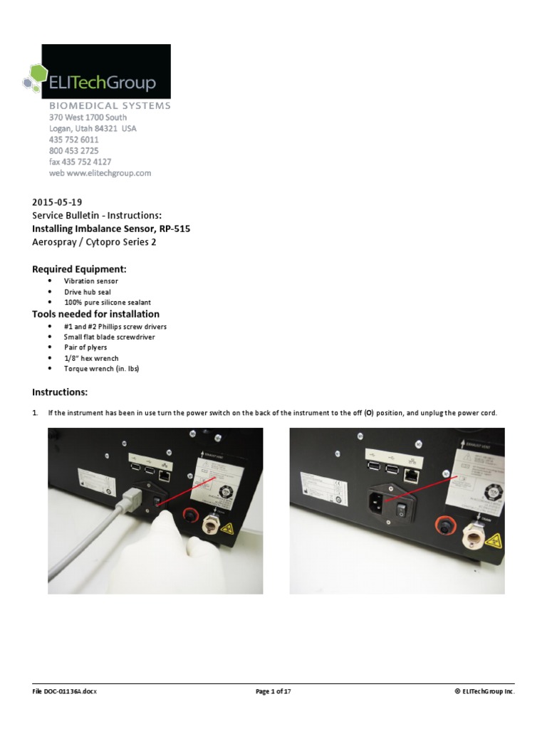 Imbalance Sensor Installation Guide | PDF | Screw | Tools