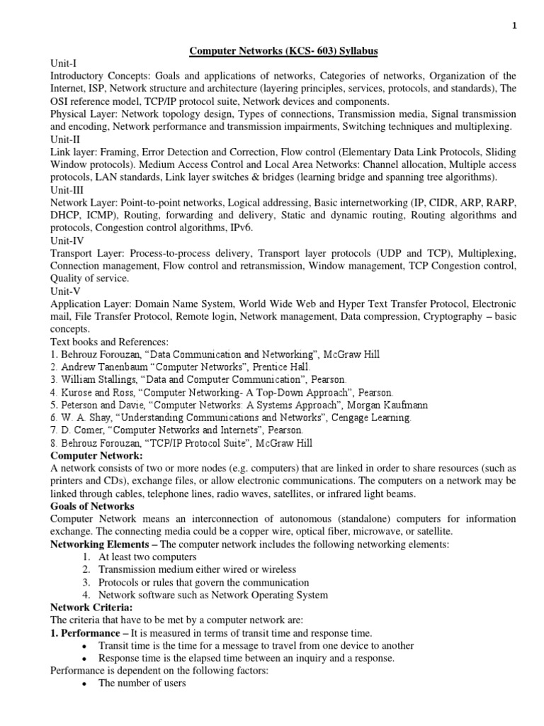CN Notes Unit-1 | PDF | Computer Network | Network Topology