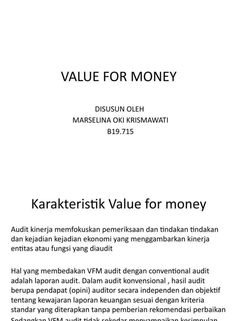 VALUE FOR MONEY PPT Asp | PDF VALUE FOR MONEY PPT Asp | PDF