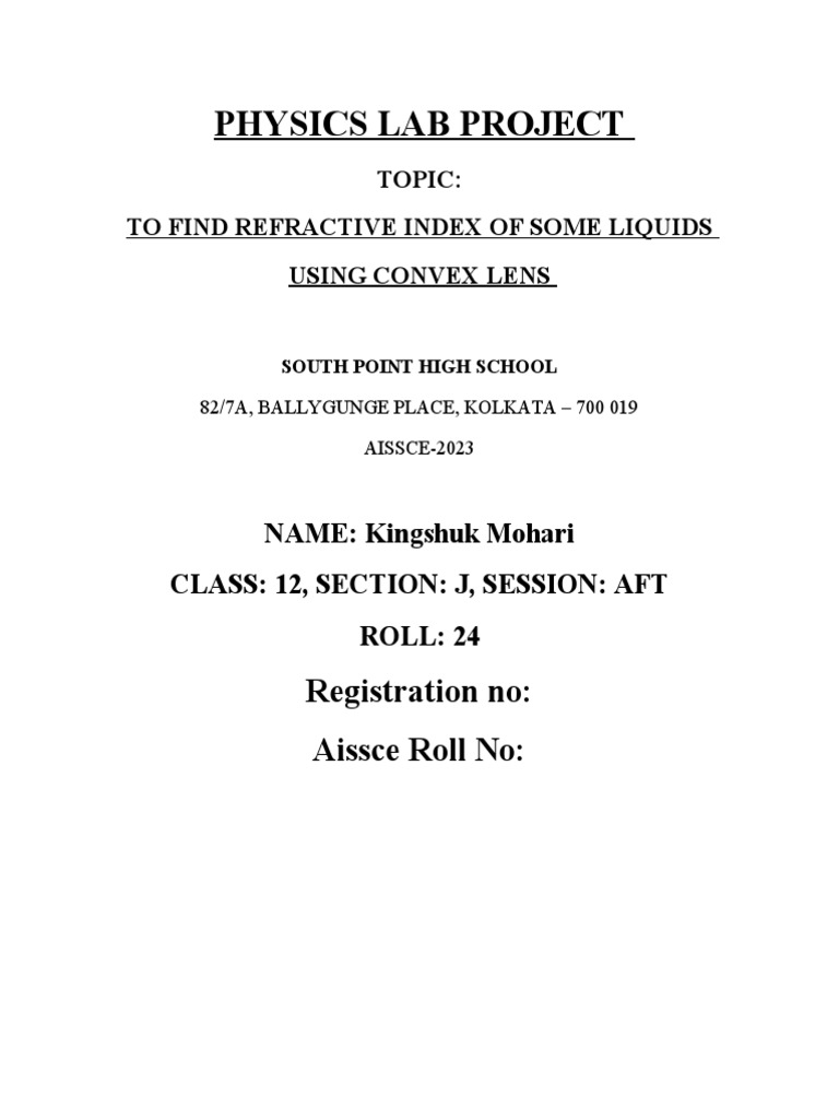 PHYSICS LAB PROJECT | PDF | Mirror | Glass Applications