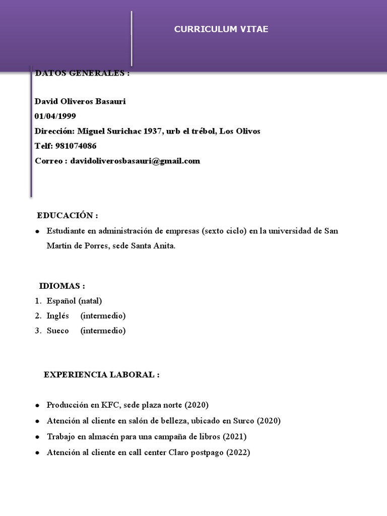 Curriculum David 1 | PDF