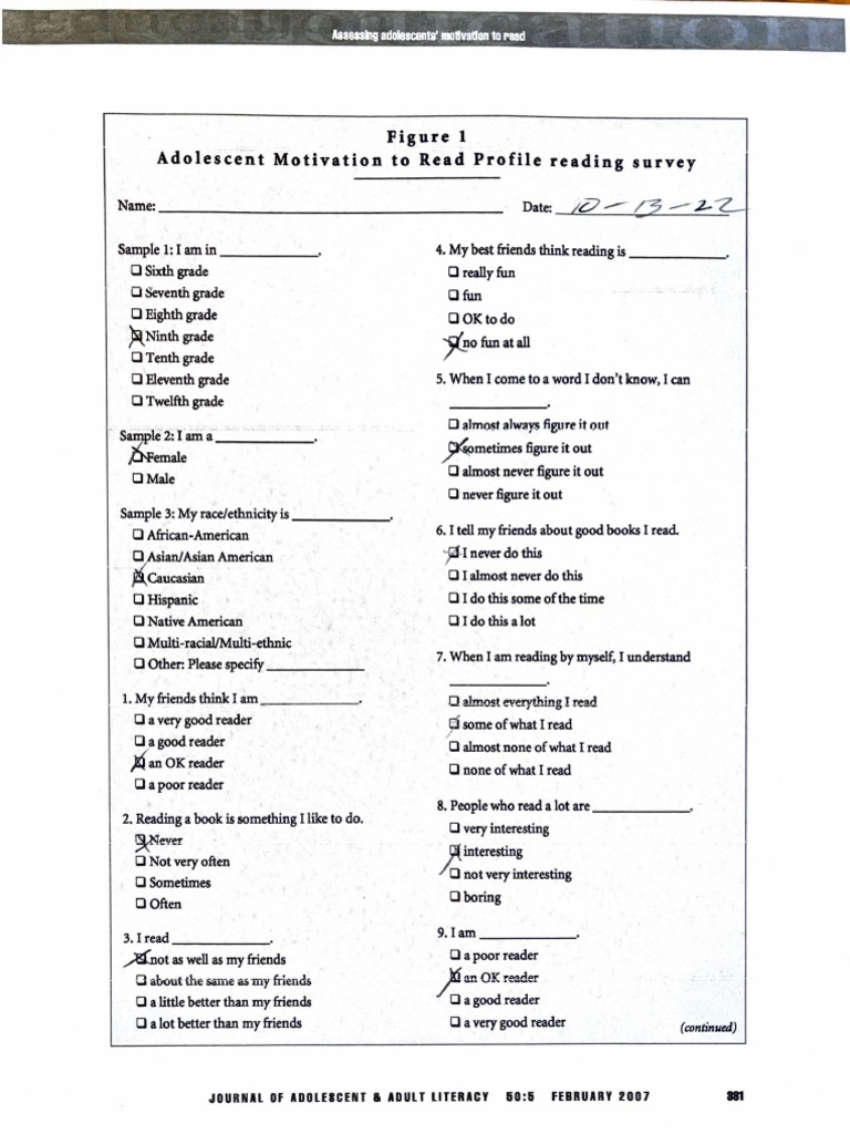 Reading Survey | PDF