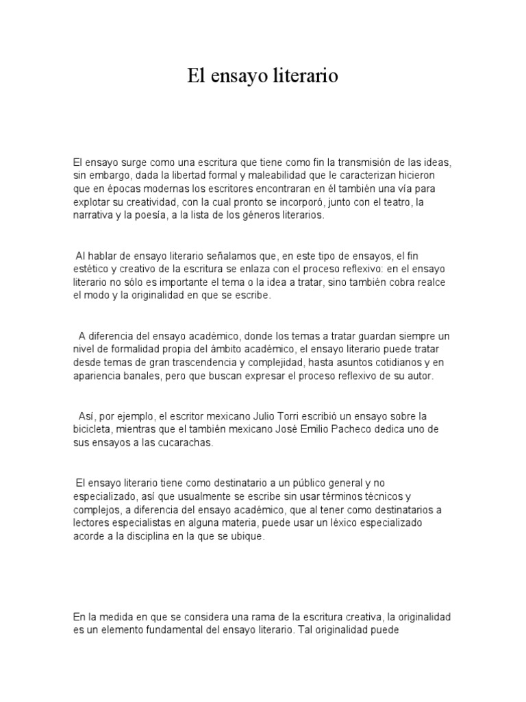 El ensayo literario: características y estructura de un género híbrido ...