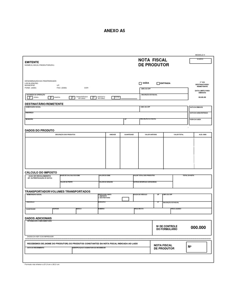20180716144436nota Fiscal de Produtor Modelo 4 Aidf | PDF | Recibo