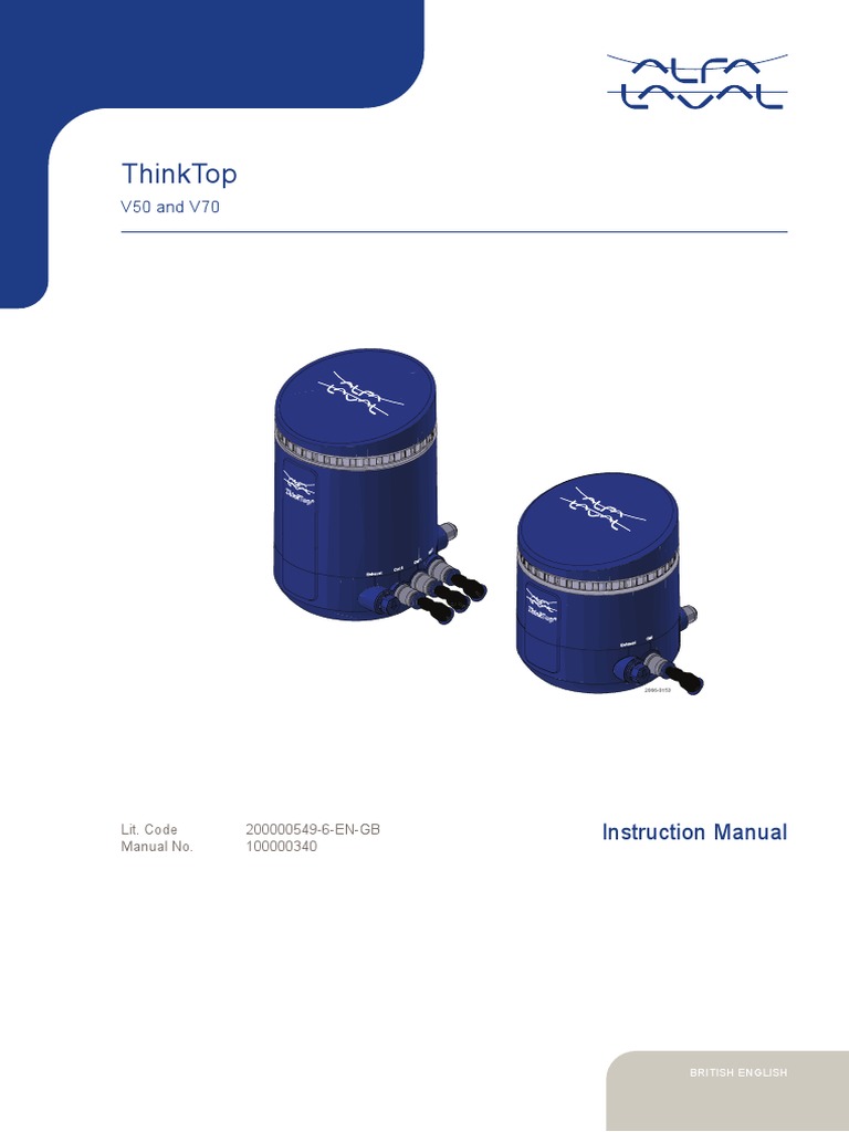 Alfa Laval Thinktop v50 and v70 Instruction Manual | PDF | Valve ...