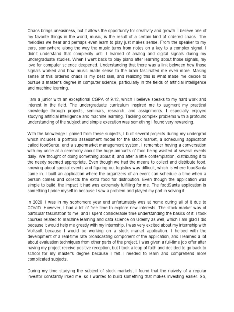 Sop Ncsu | PDF | Machine Learning | Artificial Intelligence