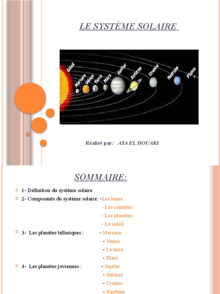 Définition et Composants du Système Solaire | PDF | Planètes | Système ...