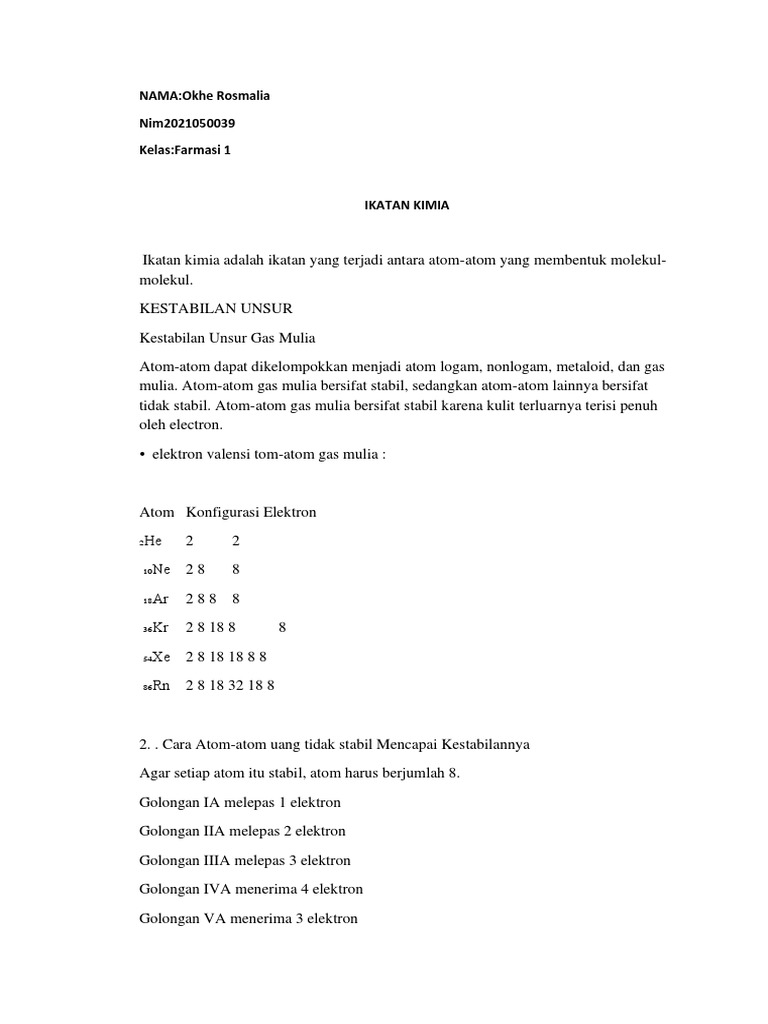 Ikatan Kimia: Stabilitas dan Simbol Lewis | PDF