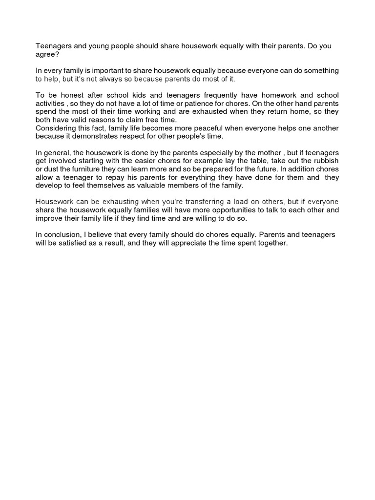 Essay About Housework | PDF | Language Arts & Discipline