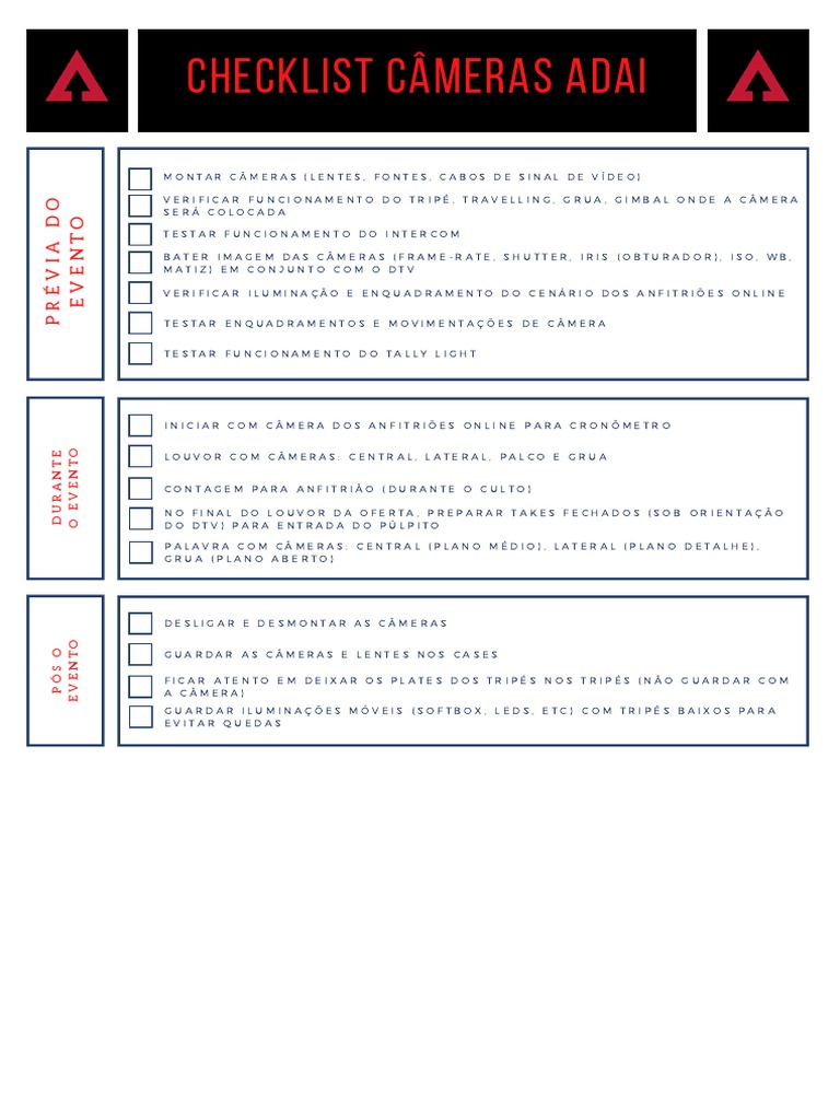 Checklist Câmeras ADAI | PDF