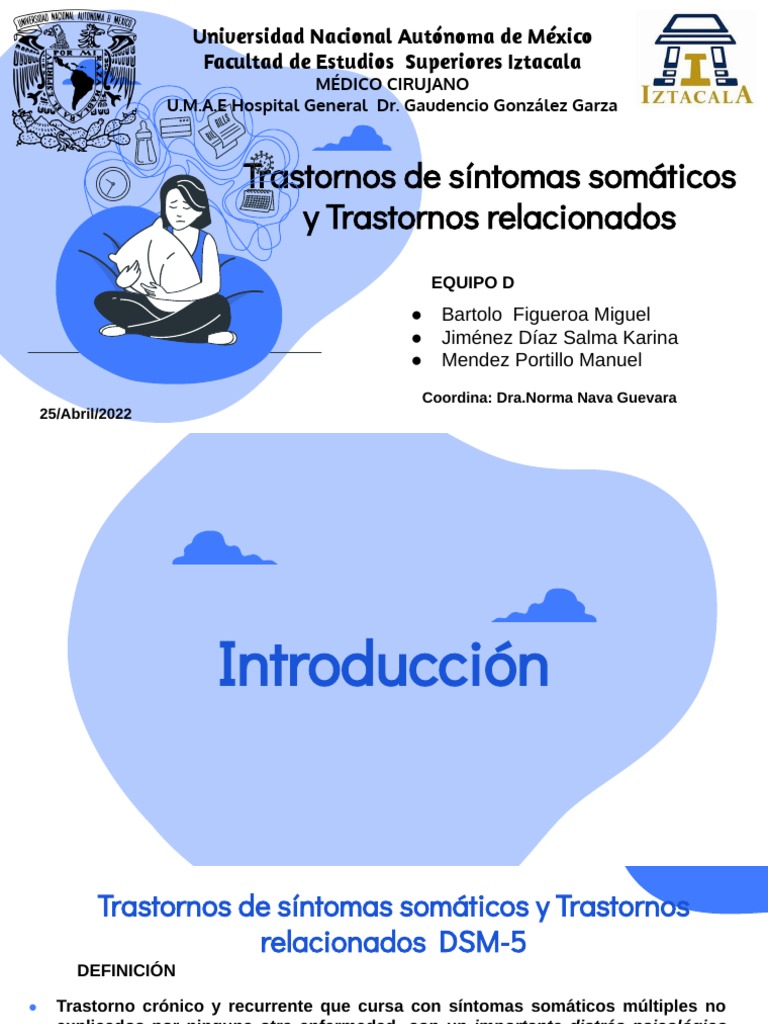 Trastornos de Sintomas Somaticos y Trastornos Relacionados Fesi 2022-2 Final | PDF | Trastorno ...