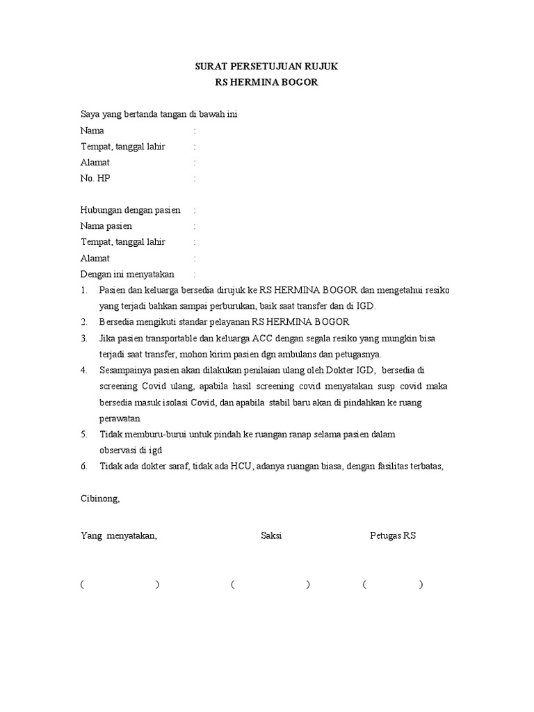 Surat Persetujuan Rujuk | PDF