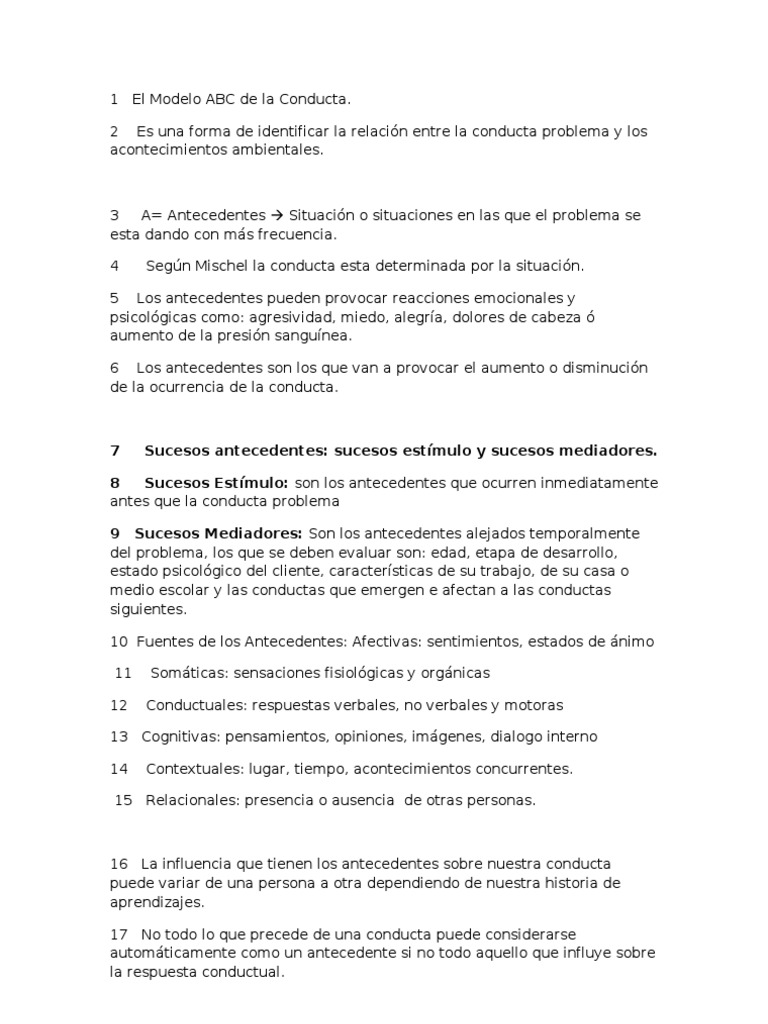 Modelo ABC: Conducta y Consecuencias | PDF | Comportamiento | Las emociones