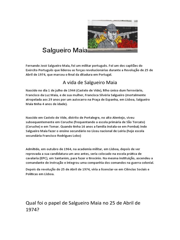 Salgueiro Maia: Biografia e Legado | PDF | Portugal