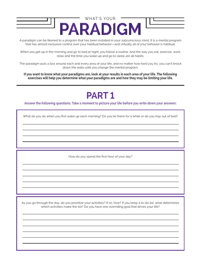 What's Your Paradigm Worksheet | PDF | Mind | Cognition