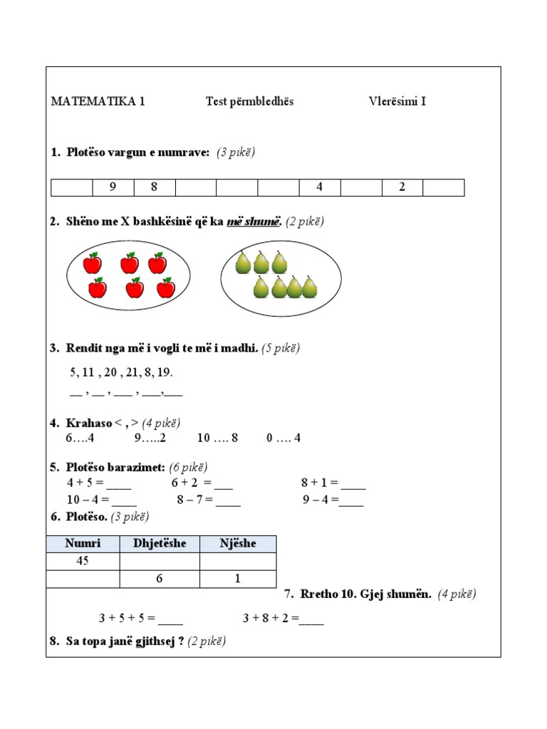 Matematika 1 - Test 1 | PDF