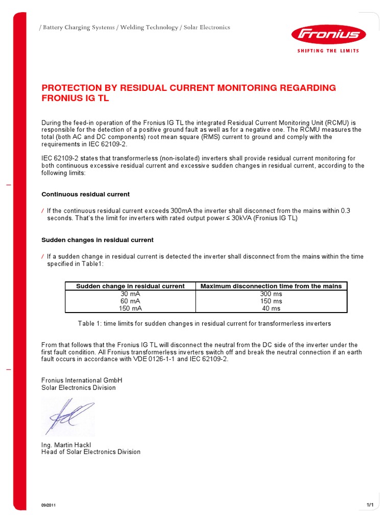 fronius-SE CER Information Residual Current Monitoring Unit RCMU | PDF